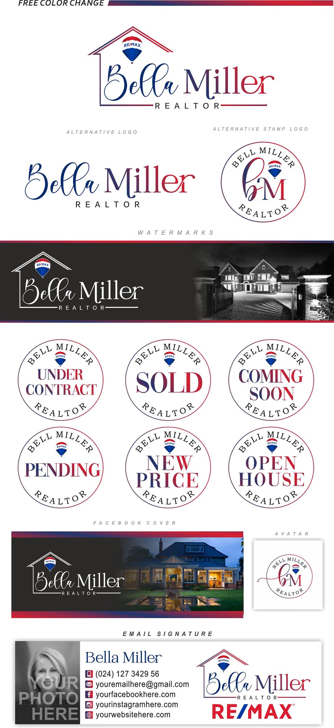 Realtor Logo, REMAX Logo, Real Estate Marketing Design, Branding Kit ...