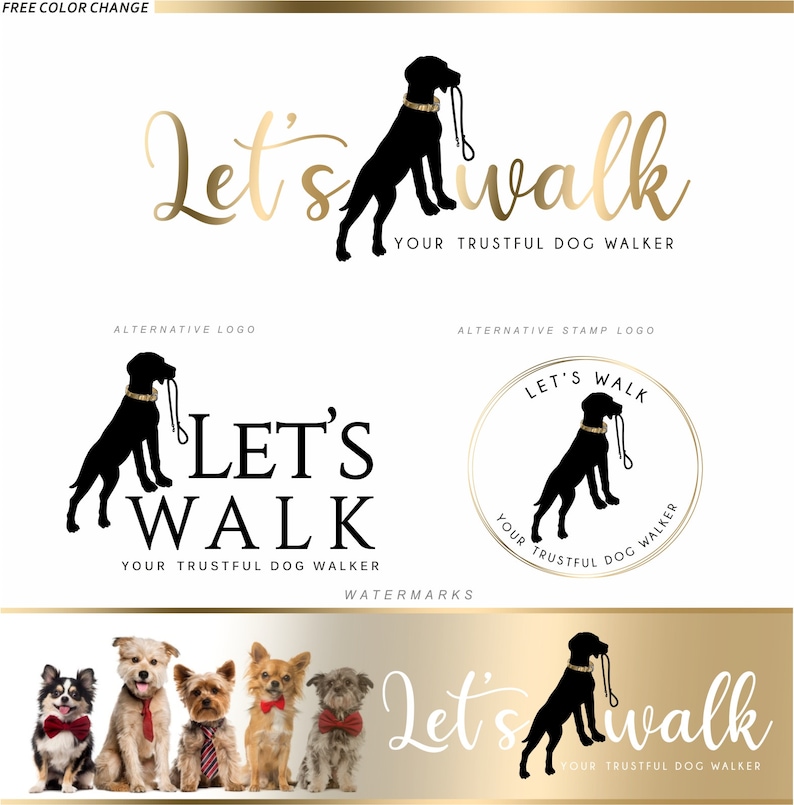 Dog Walking Logo Pet Branding Kit Wimsical Dog Walker Kit - Etsy