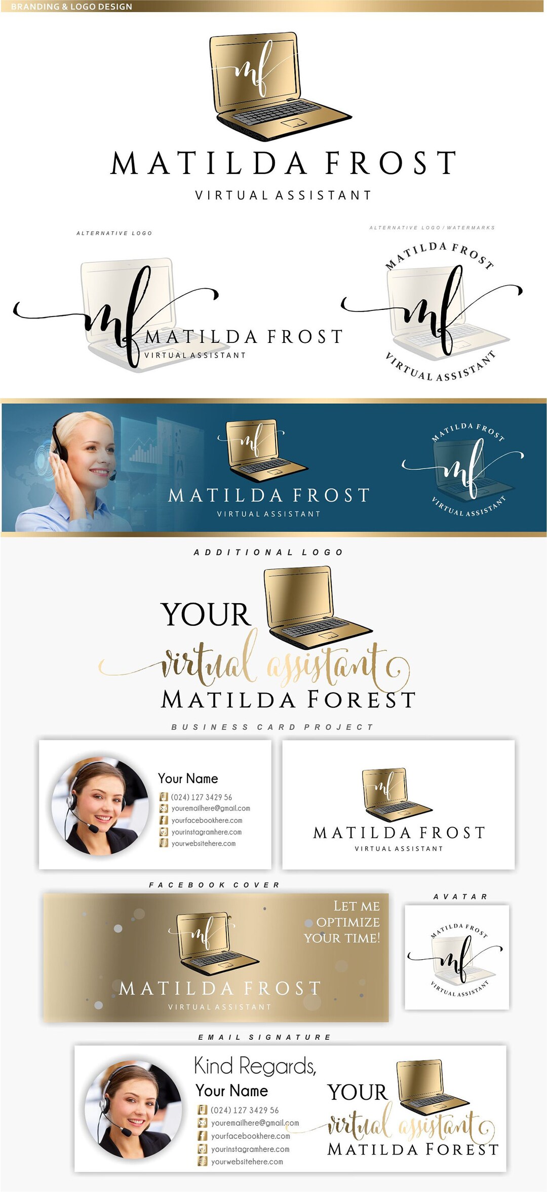 Virtual Assistant Logo Design, Online Business Branding, Home Laptop ...