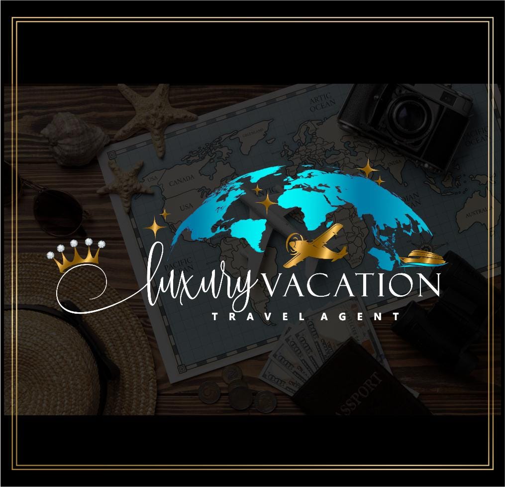 Travel Agent Logo Design, Vacation Branding Kit, World Map, Globe ...