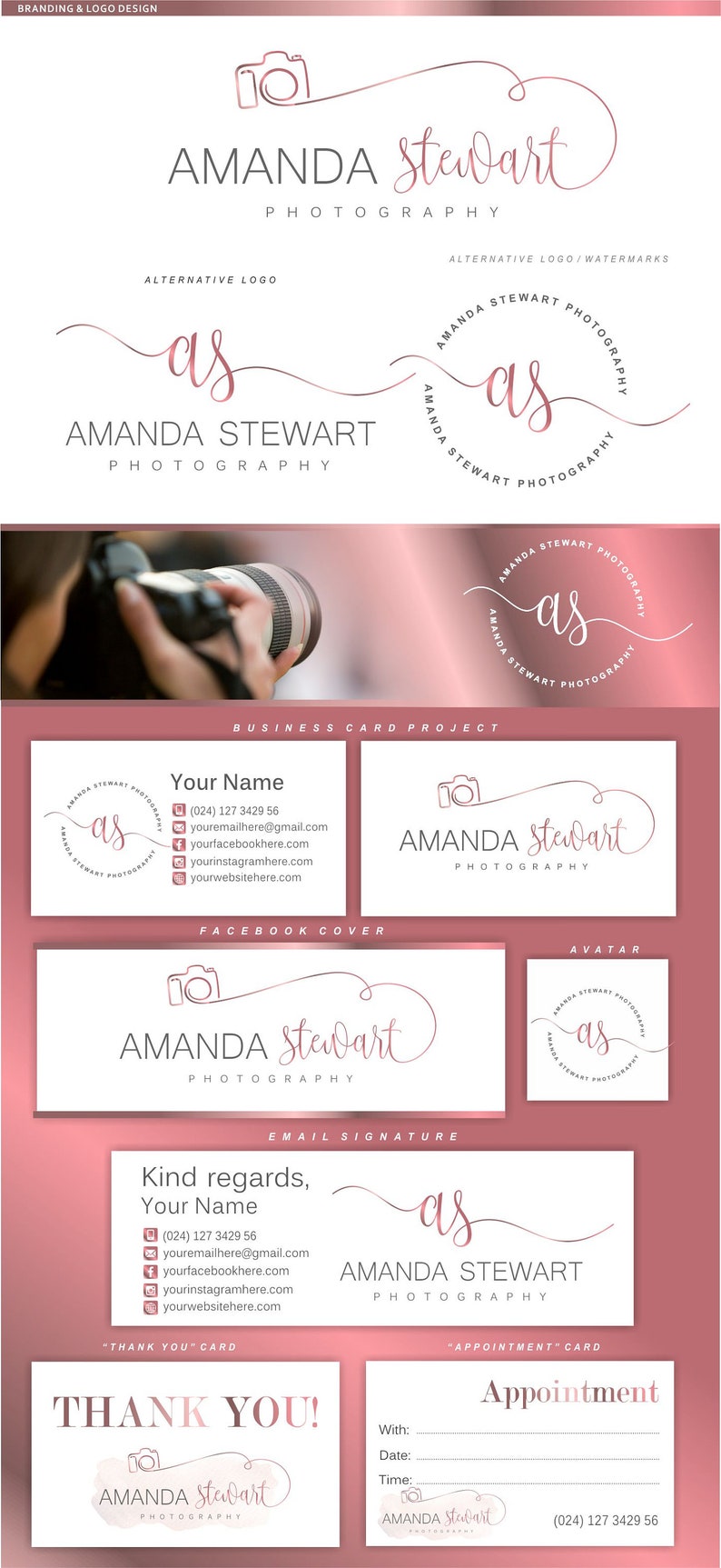 Photography Branding Package Photography Logo Camera Logo - Etsy