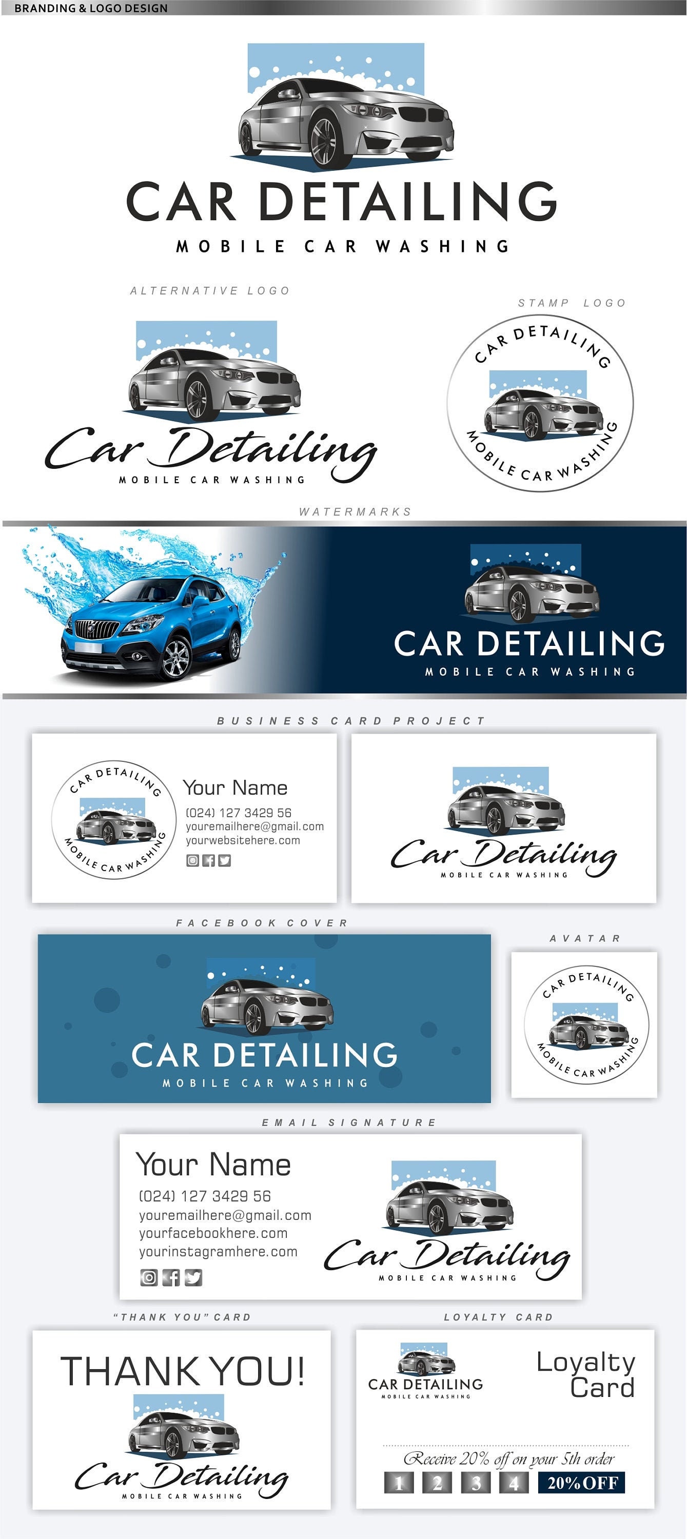 Spa Car Logo Design, Car Laundry Service, Branding Kit, Auto Cleaning ...