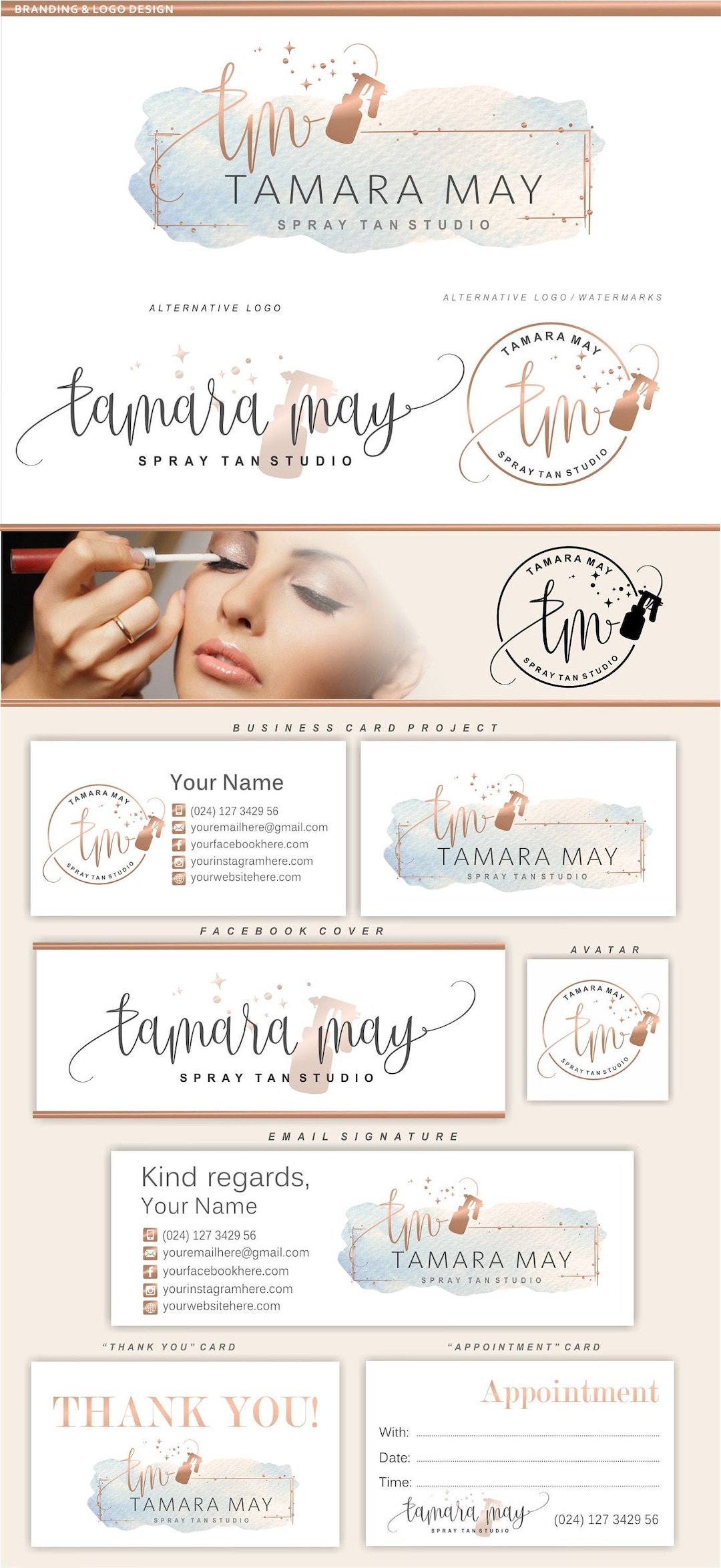Spray Tan Logo Design, Tan Gun Branding Kit, Stars Spray Logo, Stardust ...