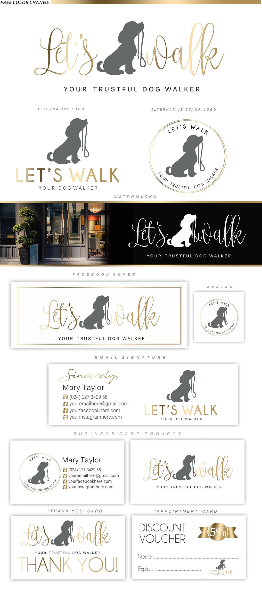 Cute Pet Logo Design, Dog Walking Branding, Pet Spa Business Set, Dog ...