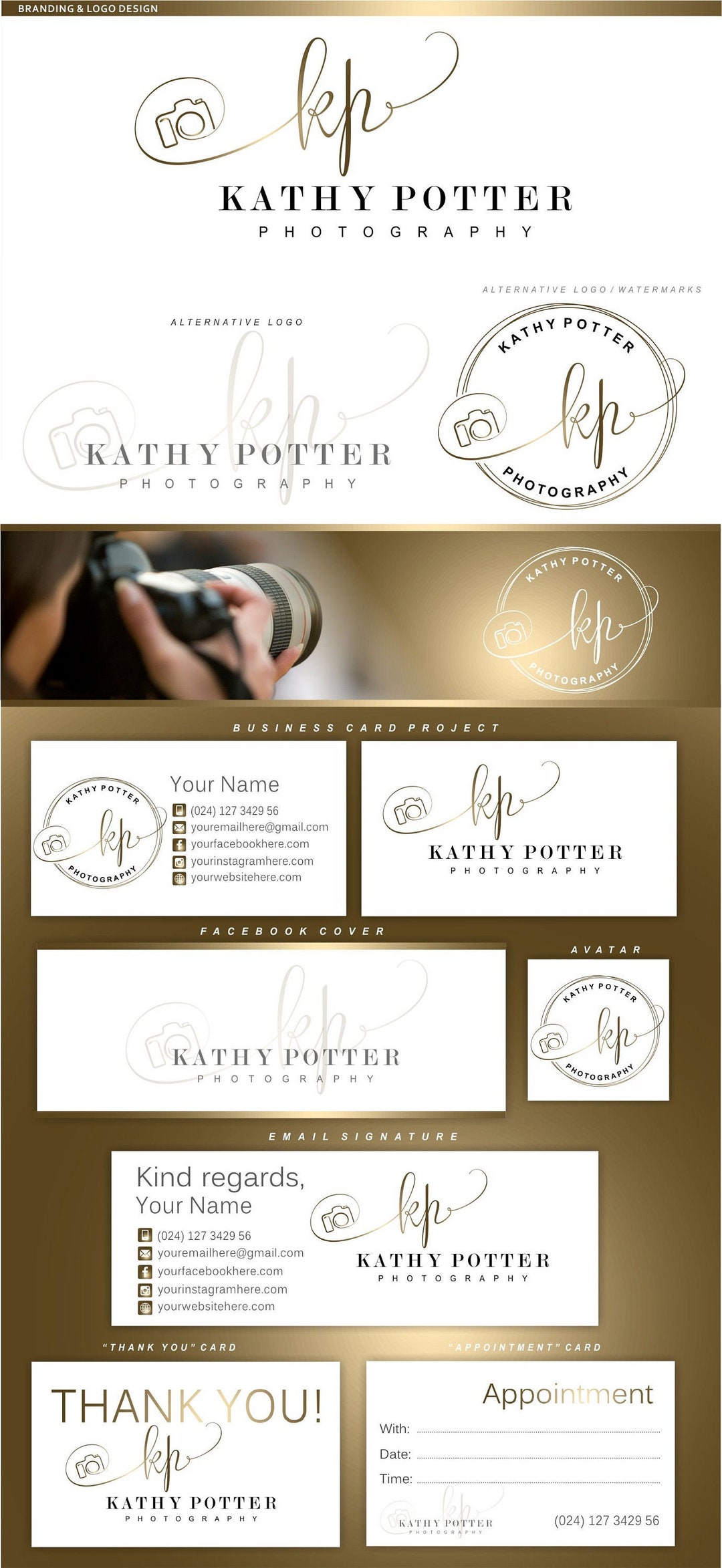 Photography Logo Design, Camera Branding Kit, Premade Logo Package ...
