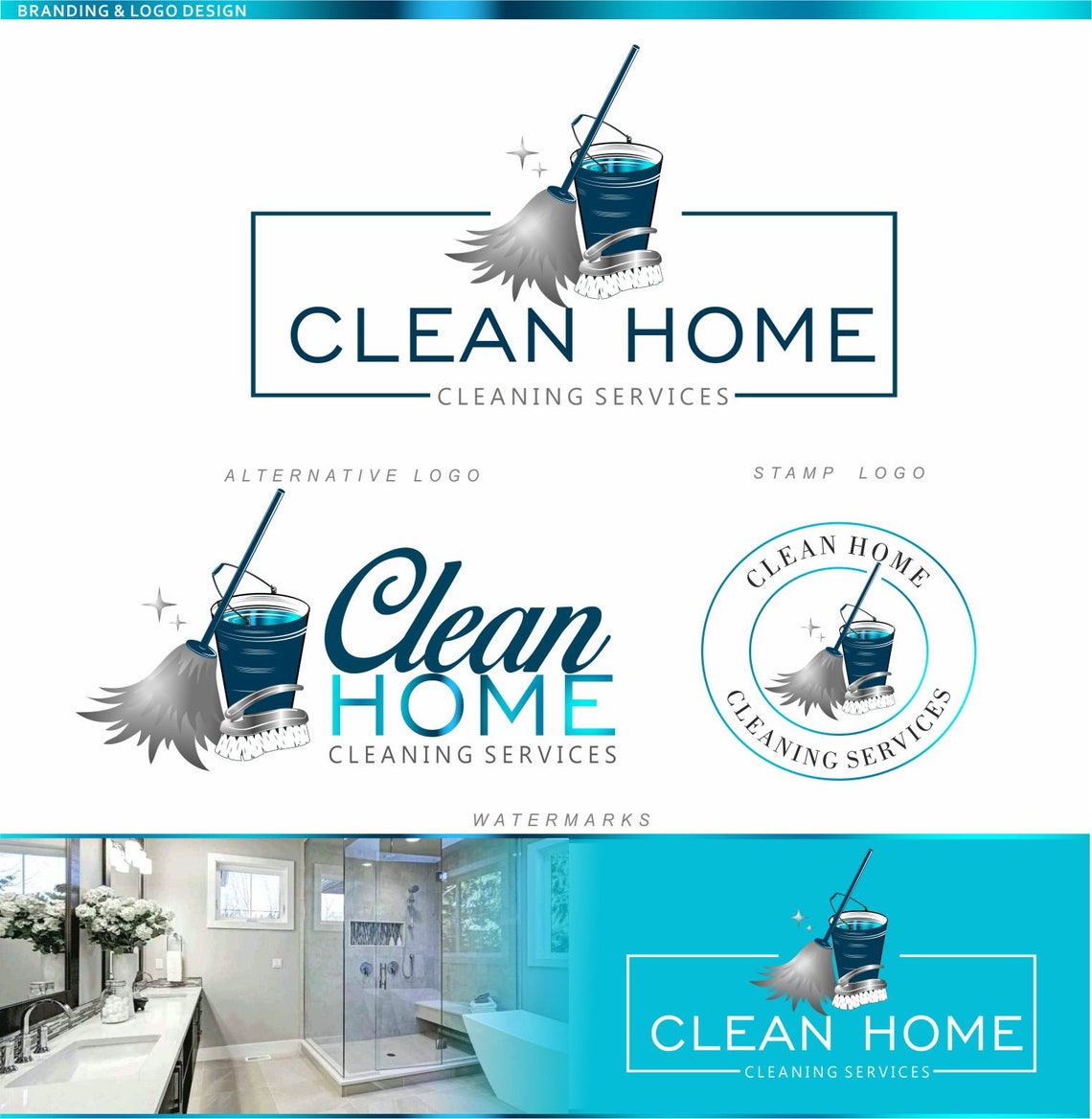 Cleaning Logo Design Custom Home Service Premade Logo House - Etsy
