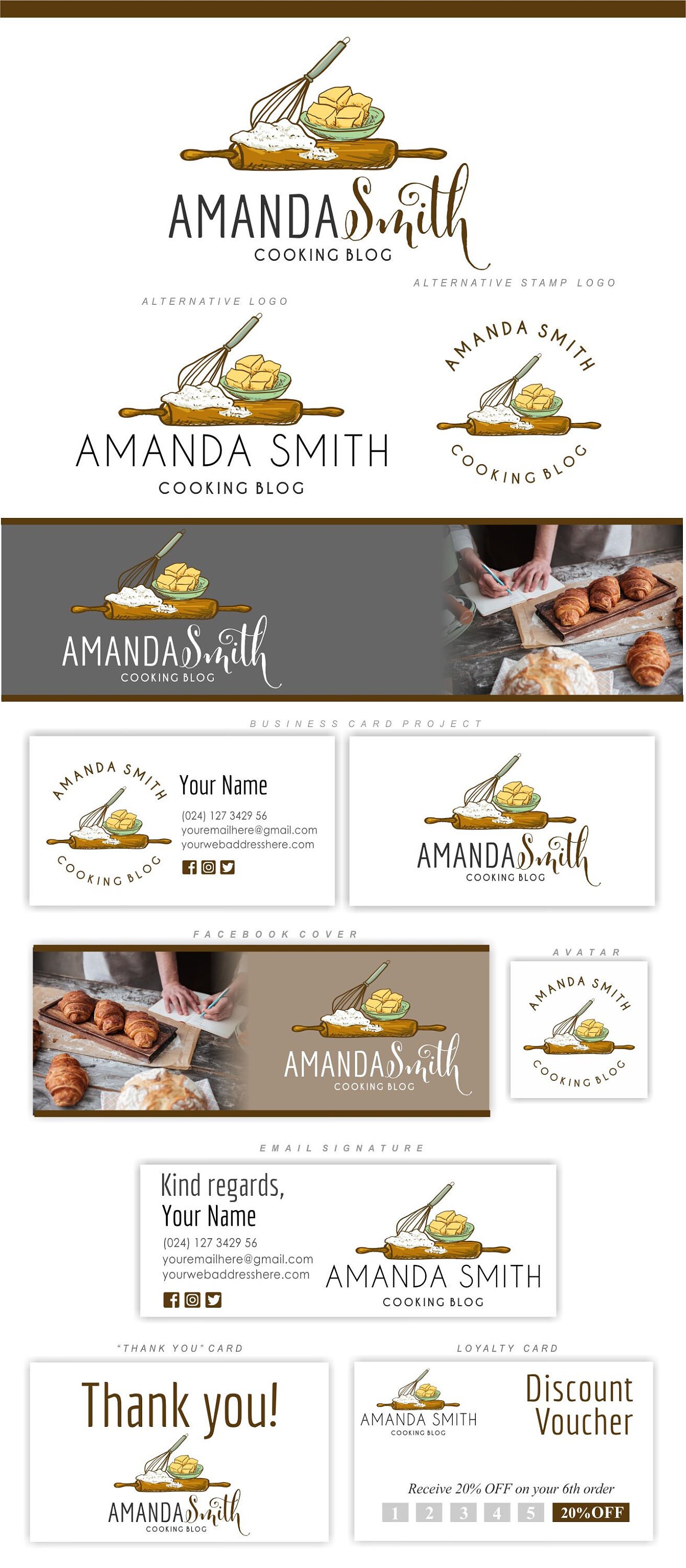 Bakery Logo Design Rustic Cooking Blog Package Cake Pie - Etsy