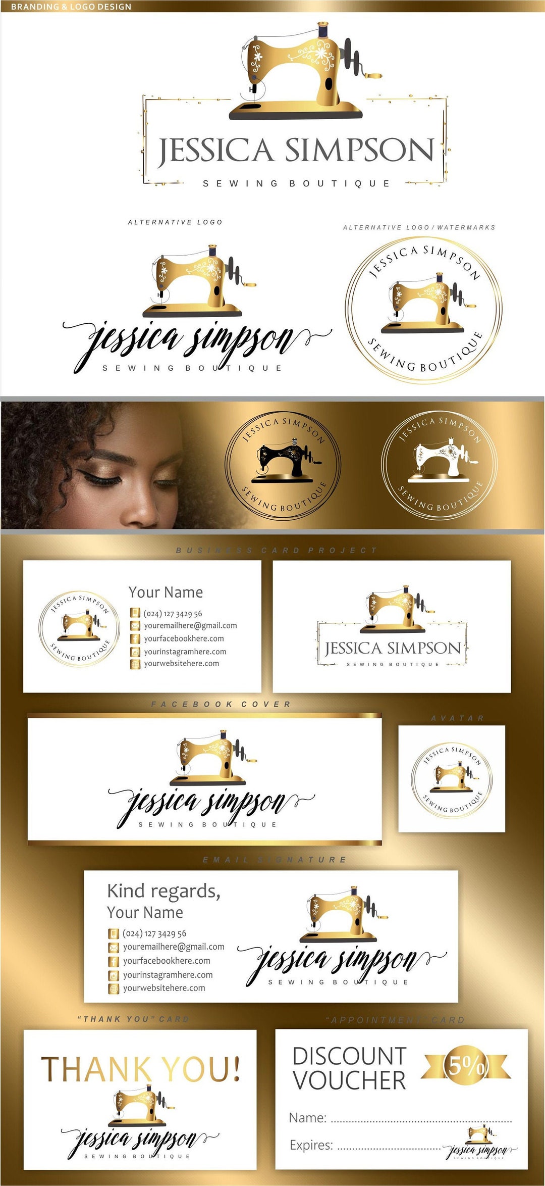 Sewing Machine Logo Design, Branding Logo Package, Craft Boutique Logo ...