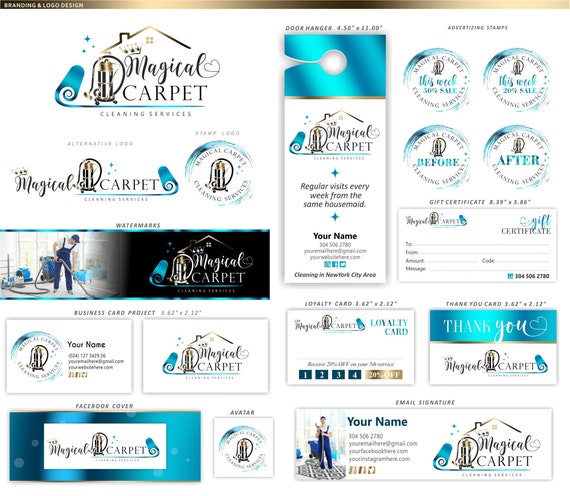 Carpet Cleaning Service Logo Design Commercial Residential - Etsy