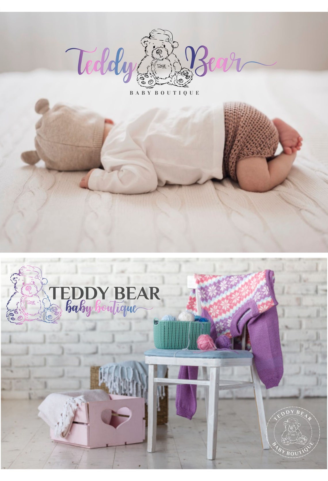 Baby Boutique Logo Teddy Bear Brand, Kid Fashion Store, Baby Shop Logo ...