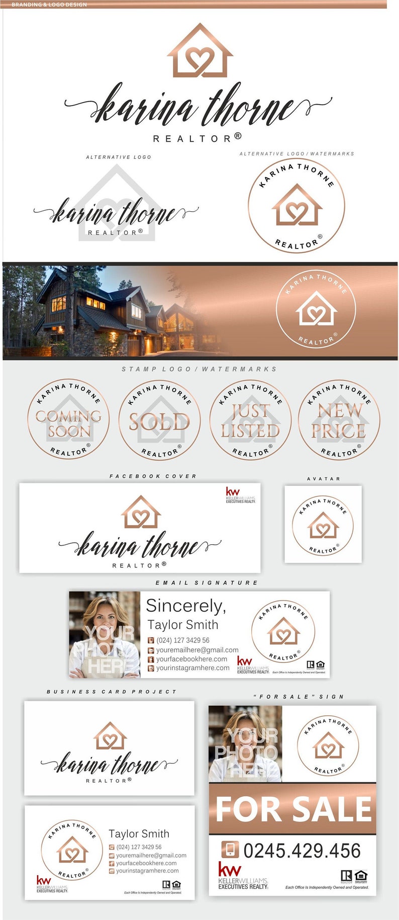 Real Estate logo design Realtor logo Key logo House logo | Etsy