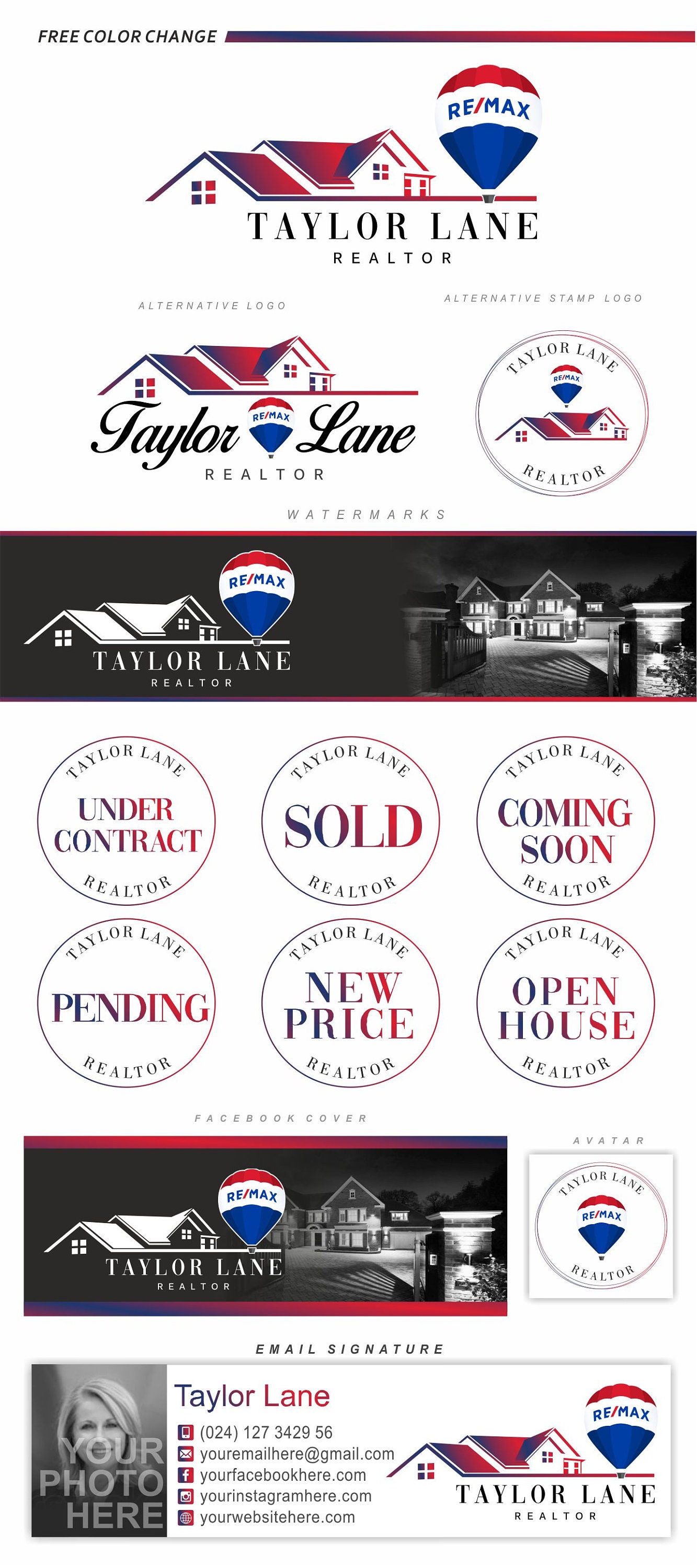 REMAX Realtor Logo Real Estate Logo Design Branding Kit - Etsy