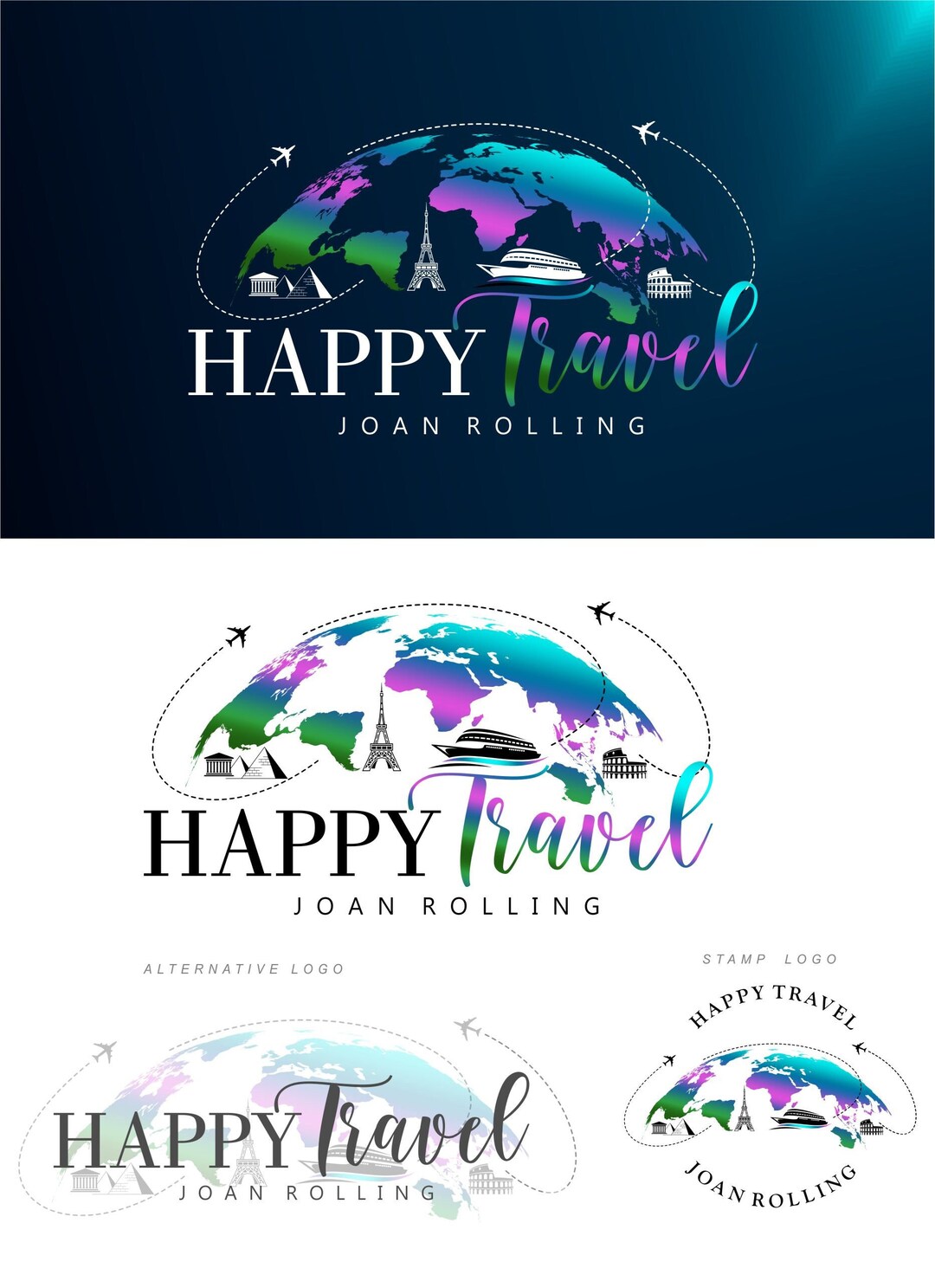 Travel Logo, Adventure Branding Kit, World Map Trip Design, Travel ...