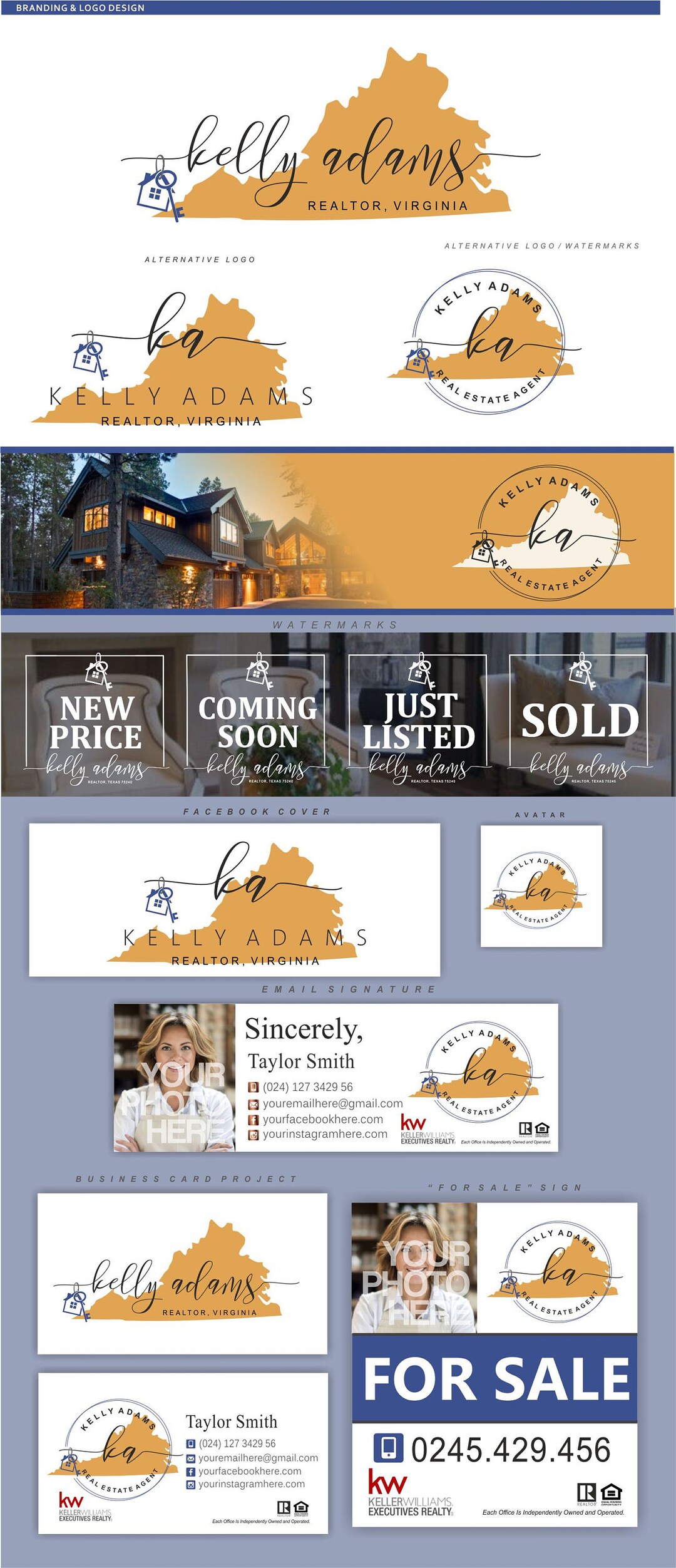 Custom State Logo, Virginia Color Real Estate Design, Realtor Logo ...