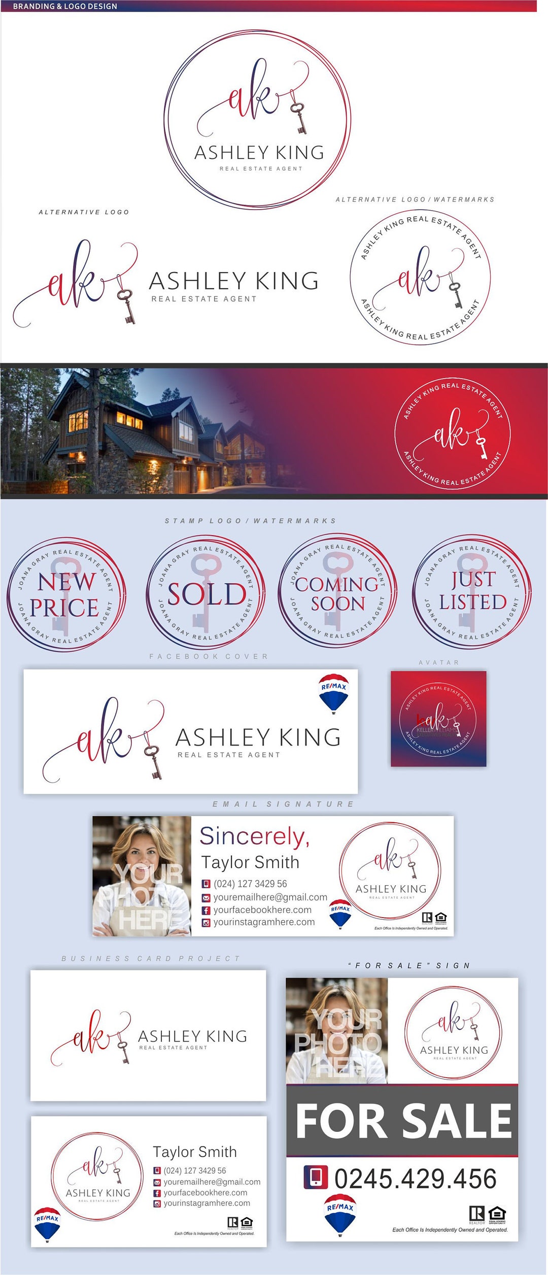 Realtor Logo, Key Logo, Real Estate Logo Design, Branding Set, Luxe ...