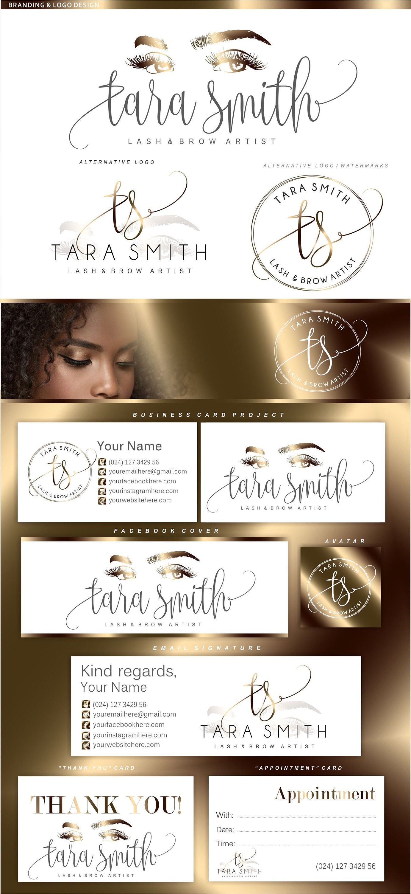 Lash Logo Design, Eyelash Branding Kit, Lash Extensions Logo, Cosmetic ...