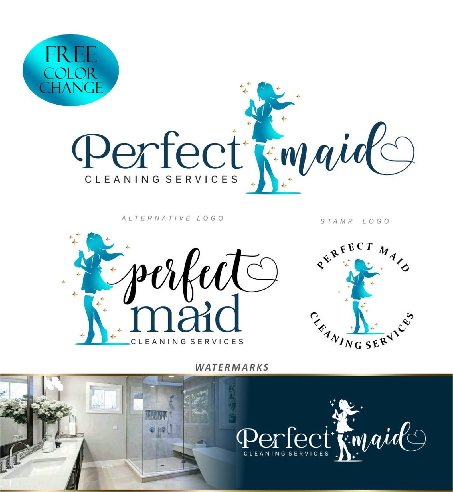 Maid Cleaning Logo Design Home Service Premade Logo House - Etsy