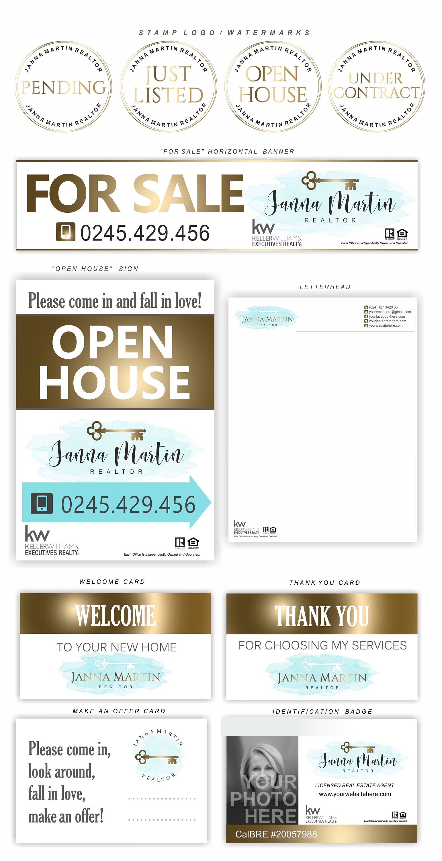 Realtor logo Real Estate logo design Key logo Branding Kit | Etsy