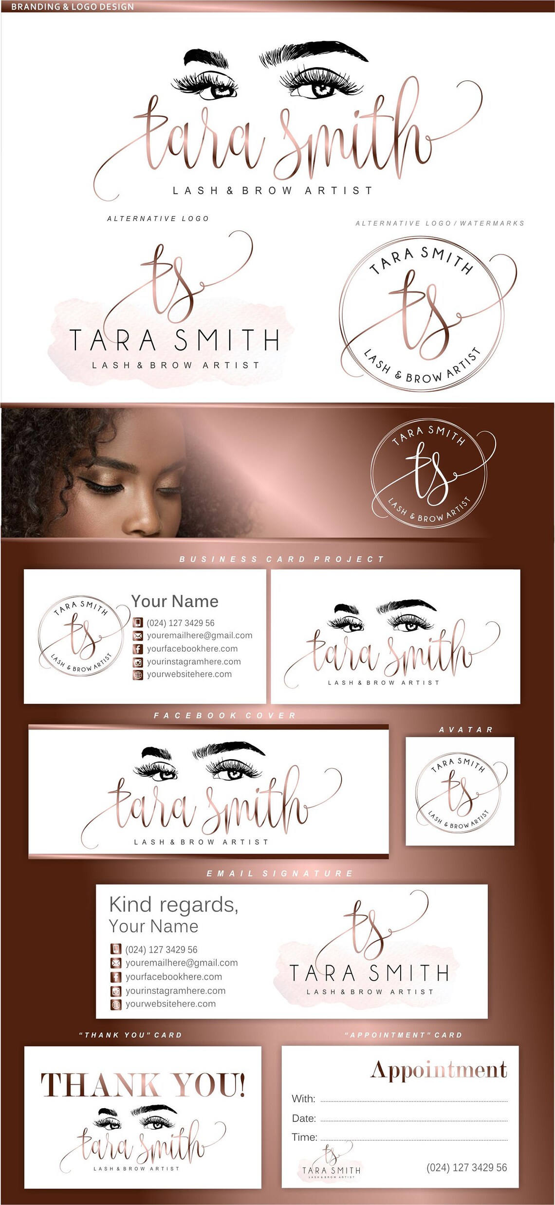 Lash logo design Eyelash branding kit Lash extensions logo | Etsy
