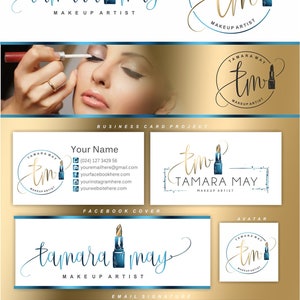Makeup Logo Design, Lipstick Logo Design, Rose Gold Branding Kit, Make ...