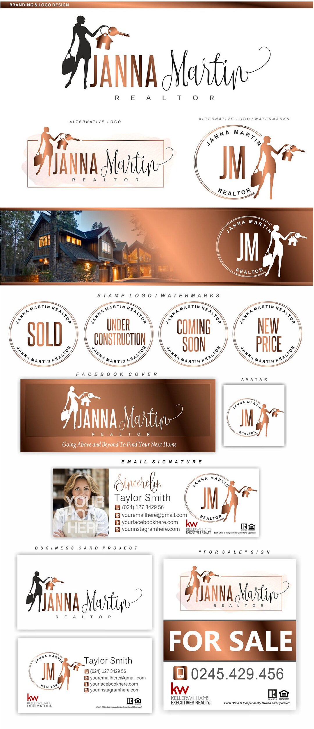 Realtor Logo, Real Estate Logo Design, Waman Lady Logo, Branding Kit ...