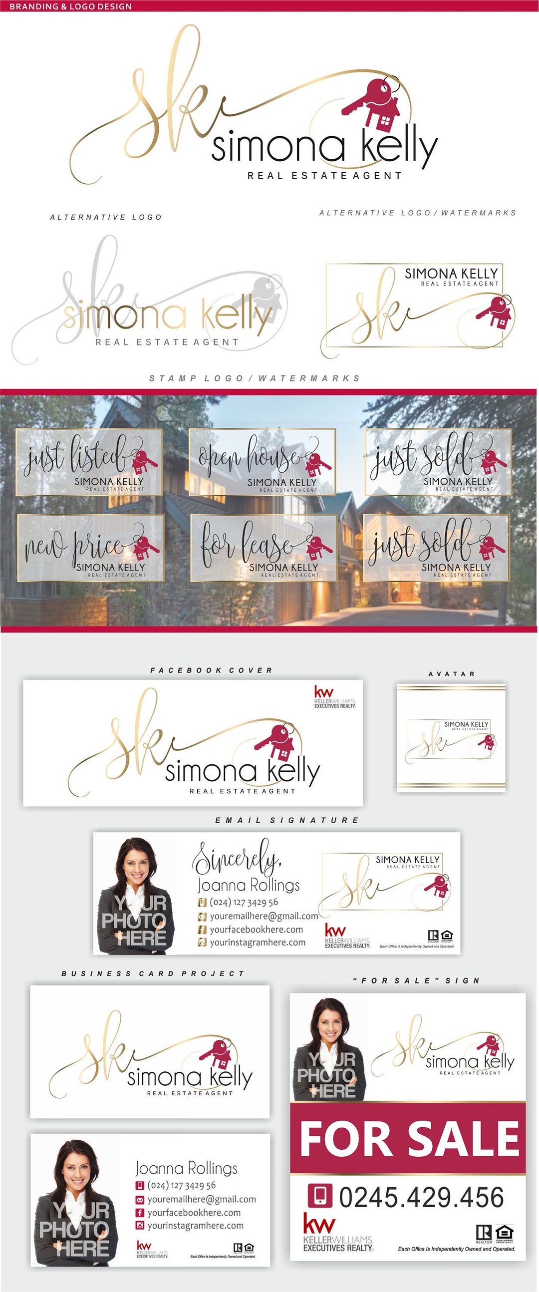 Realtor Logo Real Estate Branding Kit, Initials Logo, Realty Agent ...