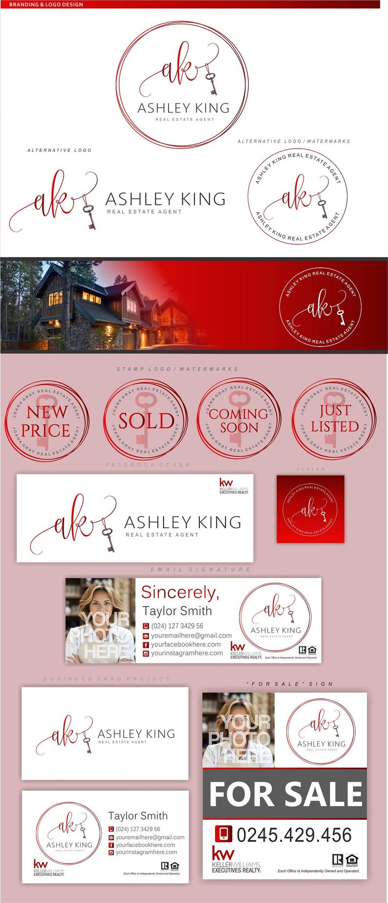 Realtor Logo Key Logo Real Estate Logo Design Branding Set - Etsy