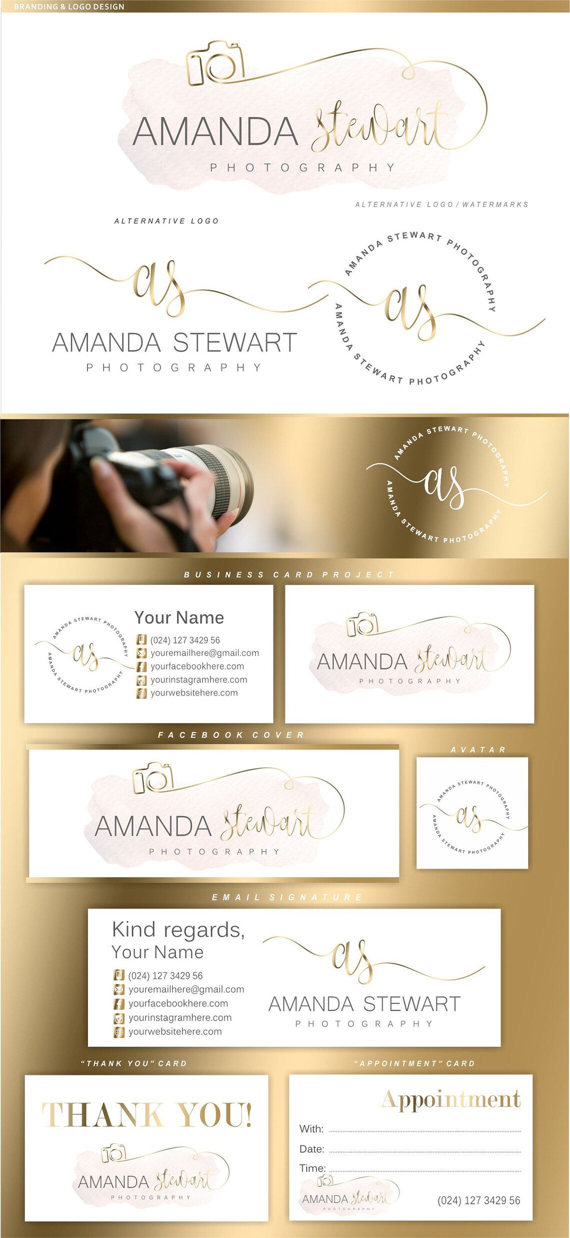 Photography Branding Package Photography Logo Camera Logo - Etsy