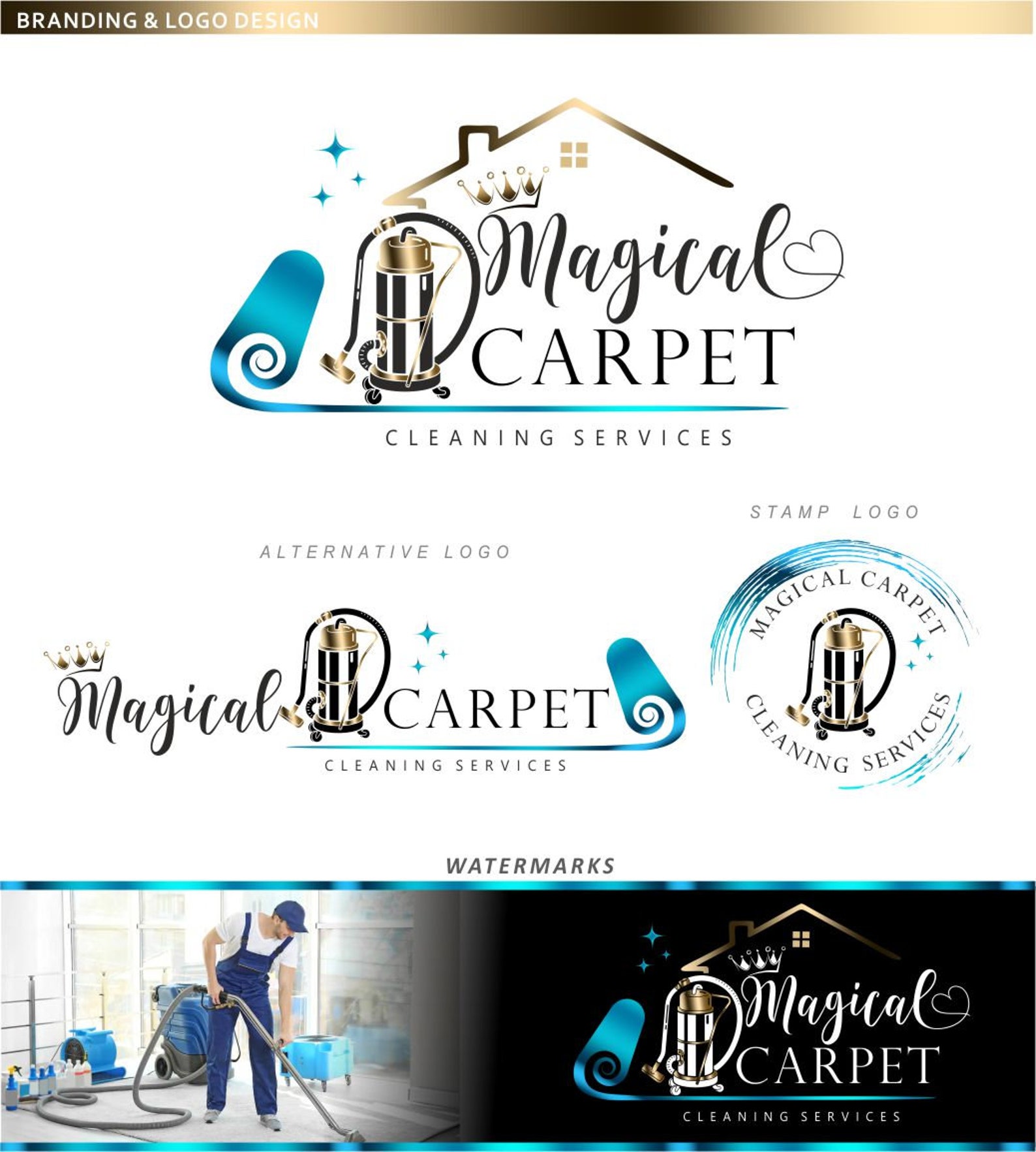 Carpet Cleaning Service Logo Design, Commercial Residential Logo Home ...