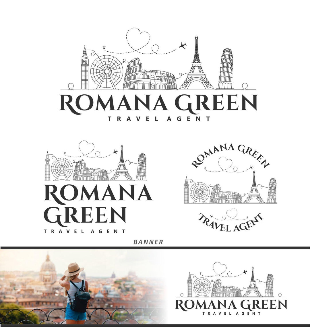 Travel Agent Logo, Vacation Branding Kit, Travel Blogger, Landmarks ...