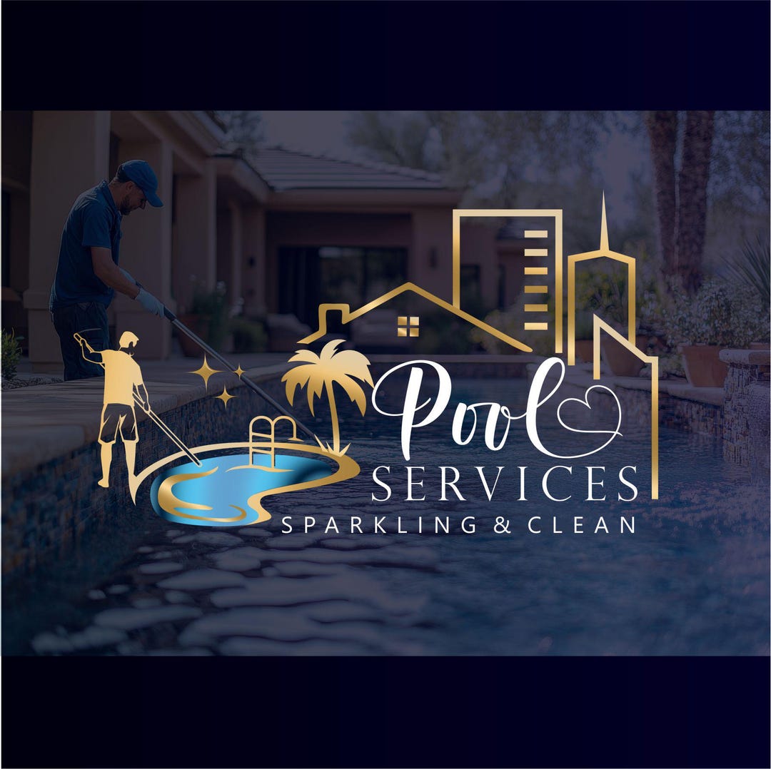Pool Cleaning Service Logo Design, Swimming Maintenance Pool 312 - Etsy