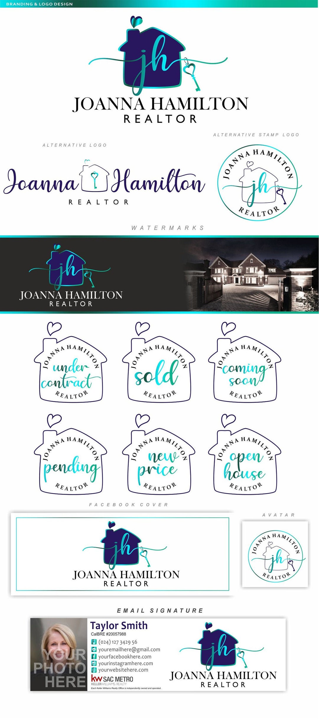 Real Estate Logo, Realtor Logo, House Key Logo Real Estate Associate ...