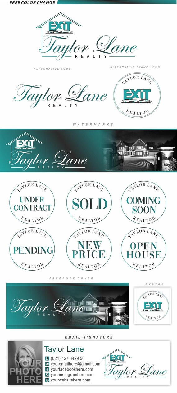 EXIT Realtor Logo Real Estate Logo Design Branding Kit - Etsy