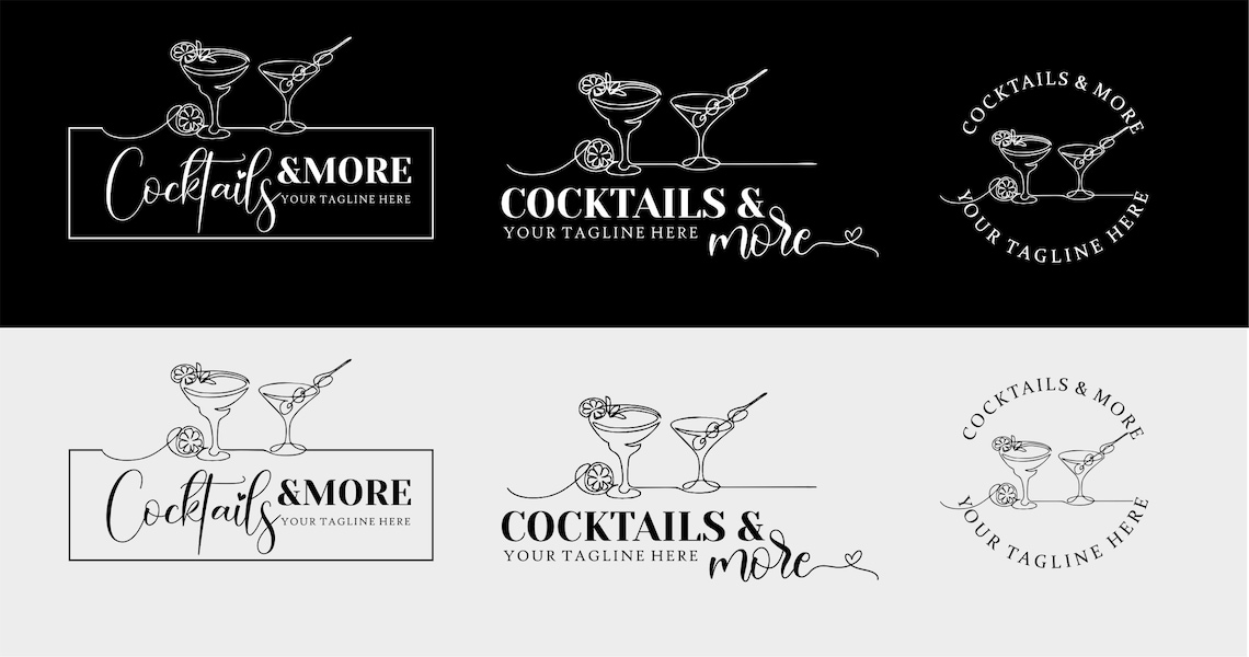 Cocktail bar logo Drink logo design Custom alcohol Logo Set | Etsy