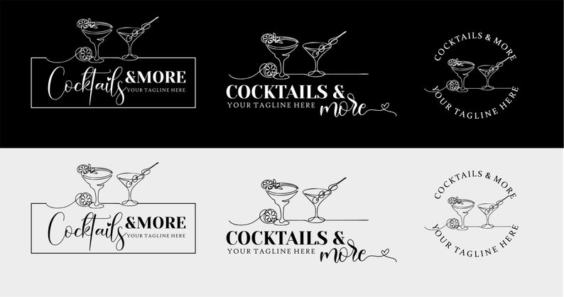 Cocktail Bar Logo, Drink Logo Design, Custom Alcohol Logo Set, Martini ...