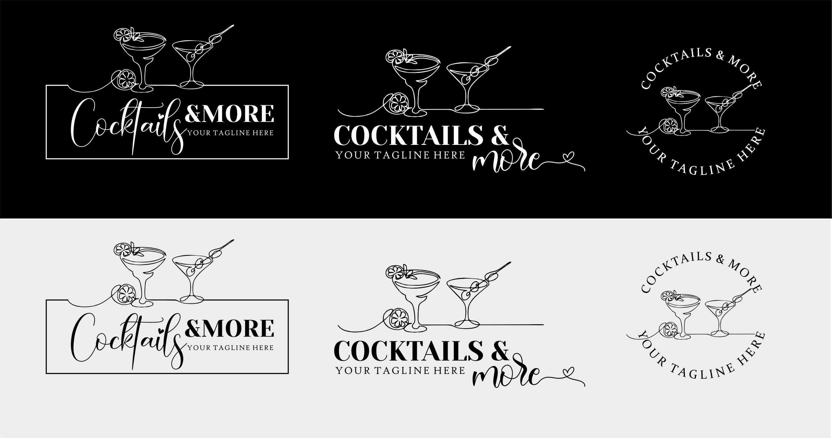 Cocktail bar logo Drink logo design Custom alcohol Logo Set | Etsy