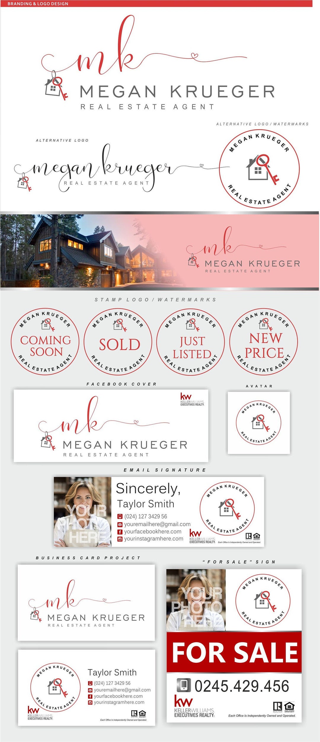 Real Estate Logo Design, Realtor Logo, Key Logo, House Logo, Branding ...