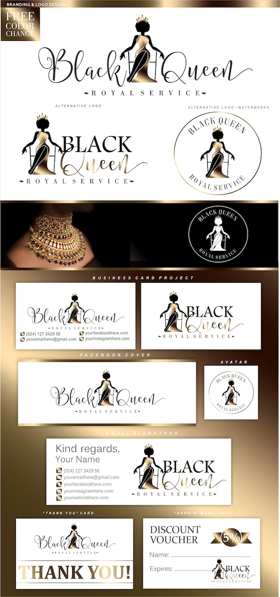 Black Queen Logo Afro American Woman Logo Beauty | Etsy