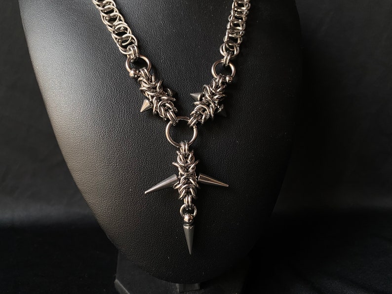 Sukuna Necklace Spikes Stainless Steel Necklace Chainmail Chunky Chain ...