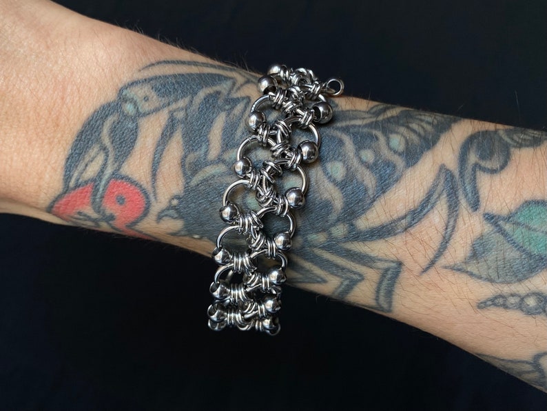 Keshi Chainmaille Bracelet Stainless Steel Strong Bracelet Gothic ...