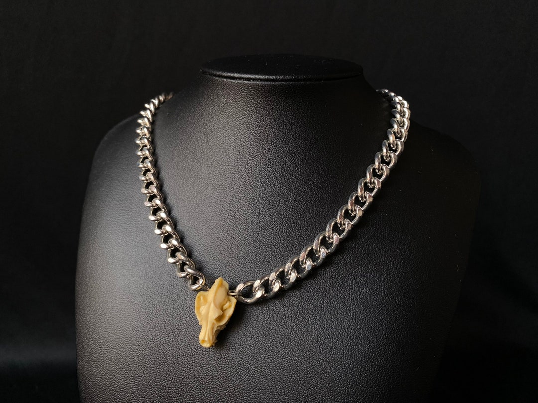 Wolf Choker Goth Wolf Choker Skull Pendant Resin Skull - Etsy