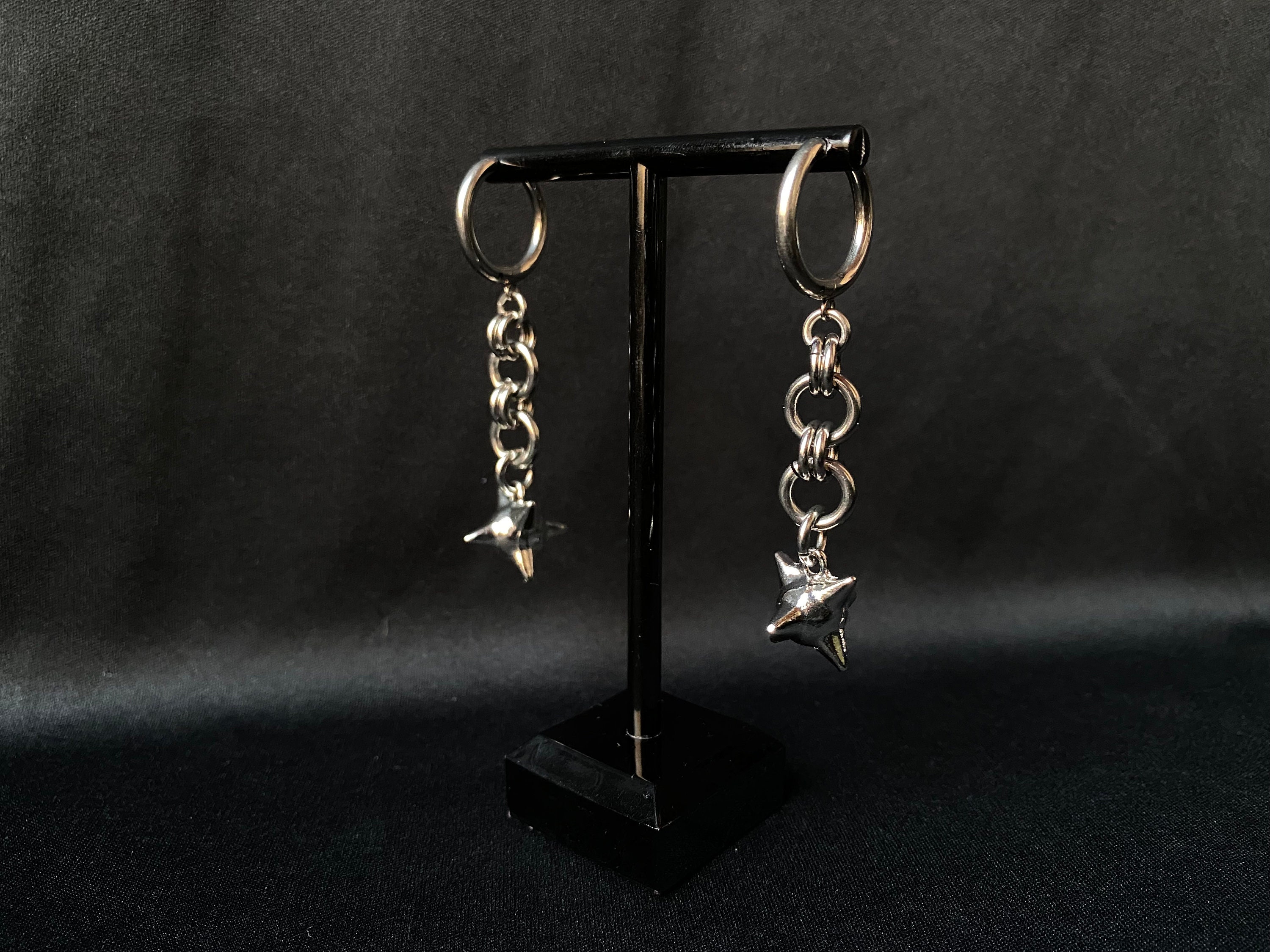 Silver Chainmail Spike Balls Stainless Steel Earrings Hoop - Etsy