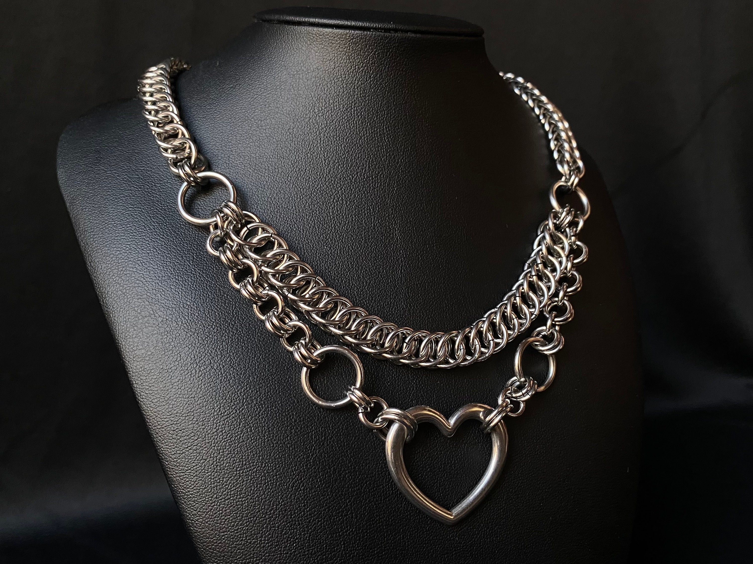 Bulletproof Heart Choker | Stainless Steel Necklace | Chainmail ...