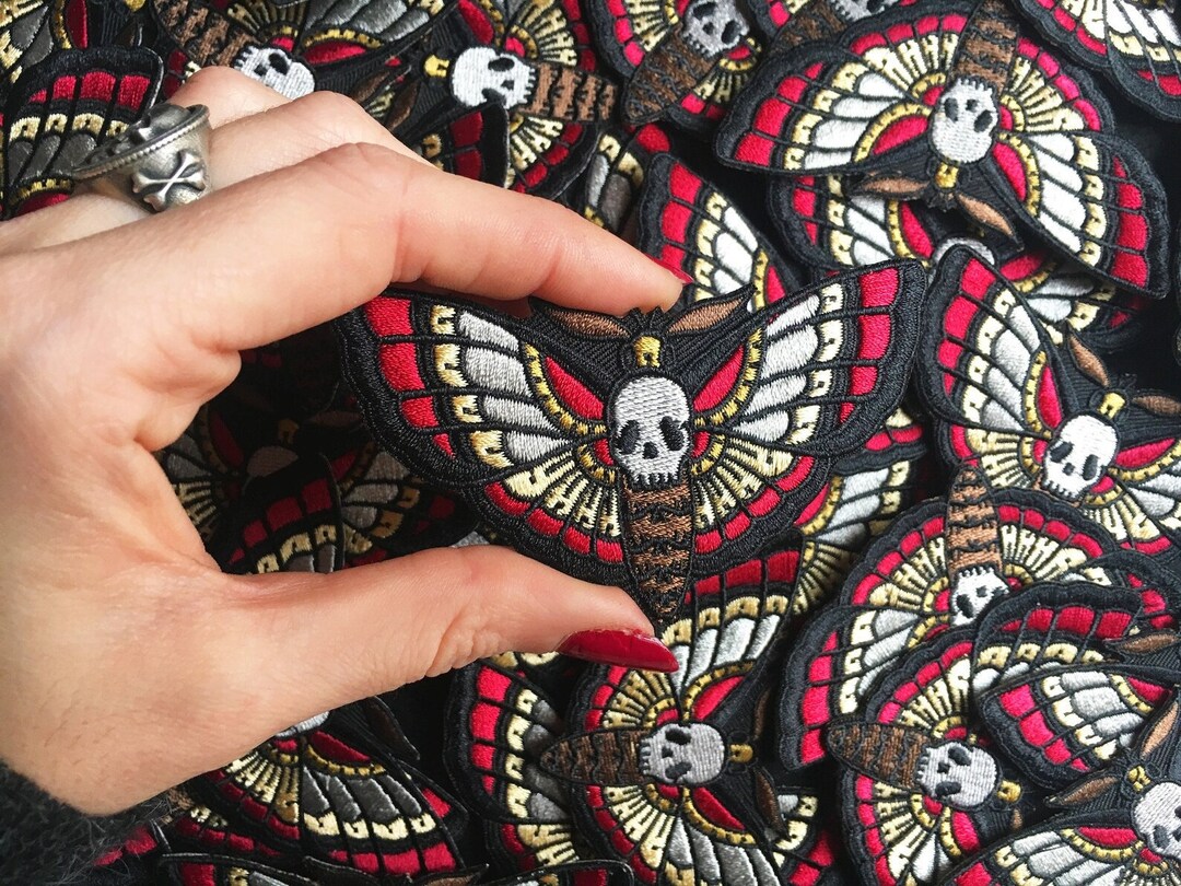 Death Head Moth Embroidered Patch Applique | Patch Moth | Embroidered ...