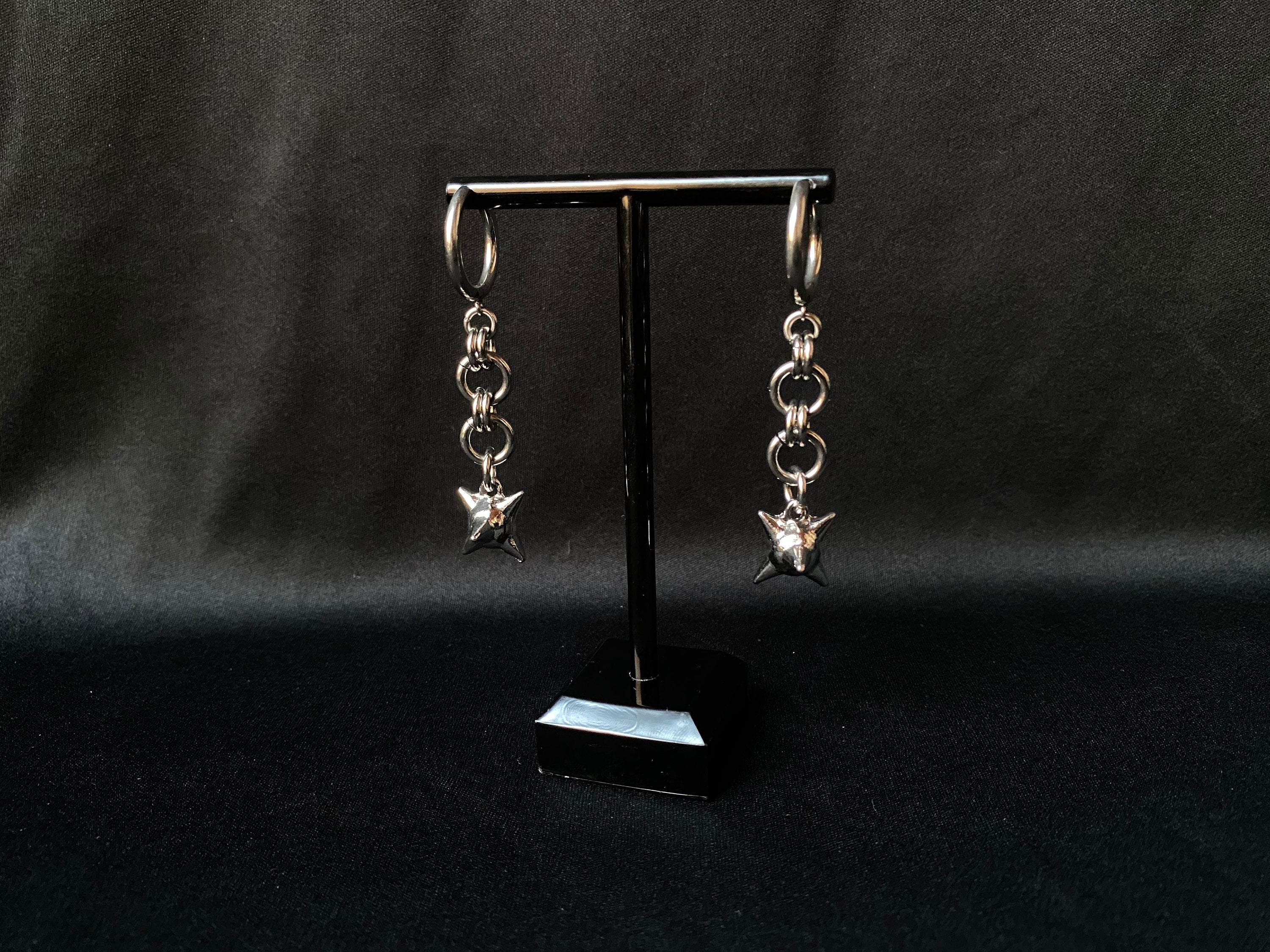Silver Chainmail Spike Balls Stainless Steel Earrings Hoop - Etsy