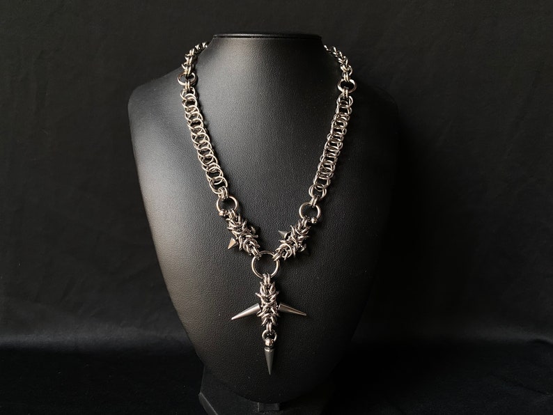 Sukuna Necklace Spikes Stainless Steel Necklace Chainmail Chunky Chain ...