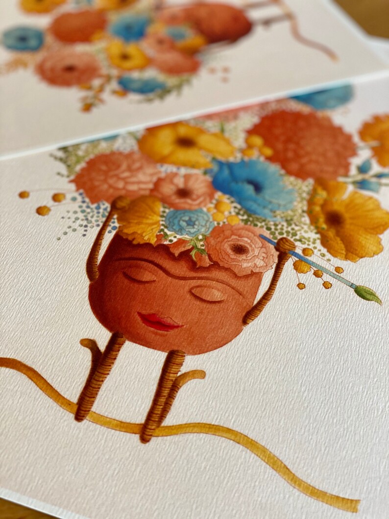 Blooming Frida Floral Illustration / Flower Poster / Gift for Flower ...