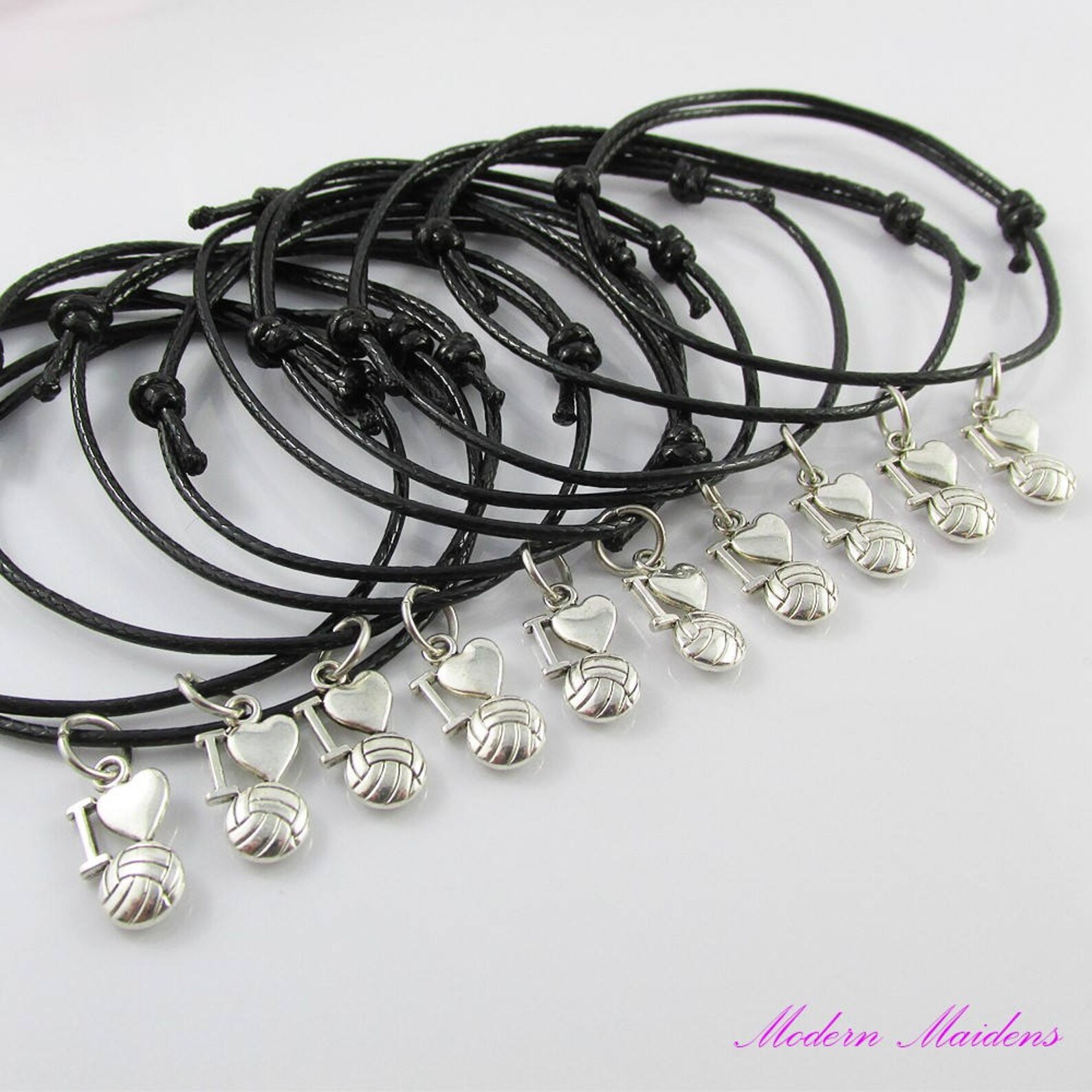 10 X I Love Netball Sport Adjustable Charm Bracelet Coach Team Season ...