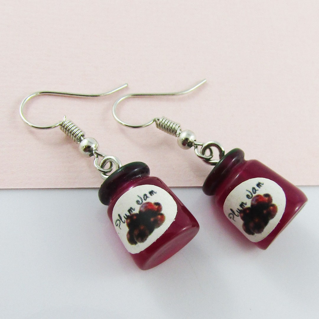 3D Resin Plum Jam Jar Charm Hook Earrings Alloy Hooks 39mm - Etsy