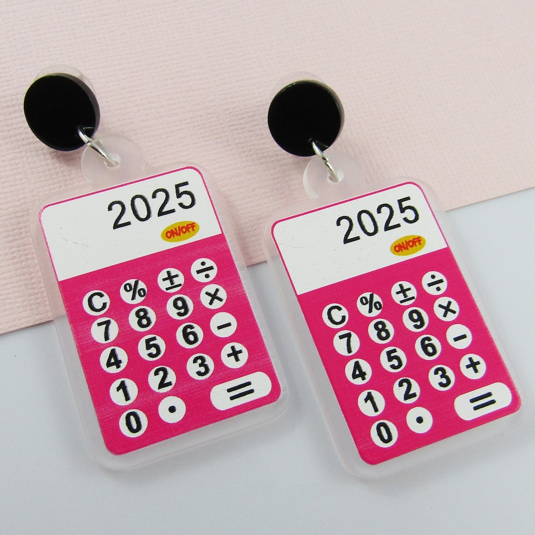 Acrylic Math Calculator Statement Dangle Stud Earrings Alloy Posts 60mm ...